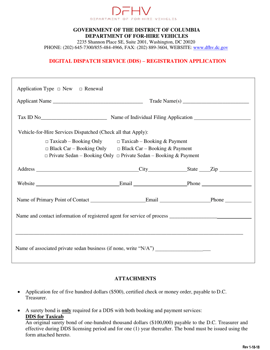 Washington, D.C. Digital Dispatch Service (Dds) - Registration ...