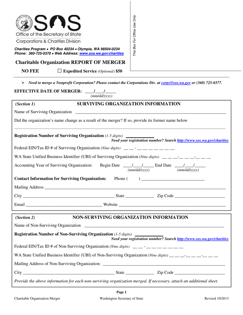 Washington Charitable Organization Report of Merger - Fill Out, Sign ...