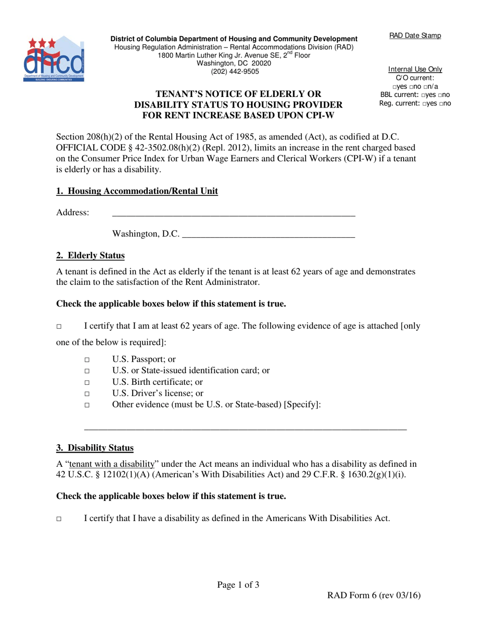 RAD Form 6 - Fill Out, Sign Online and Download Printable PDF ...