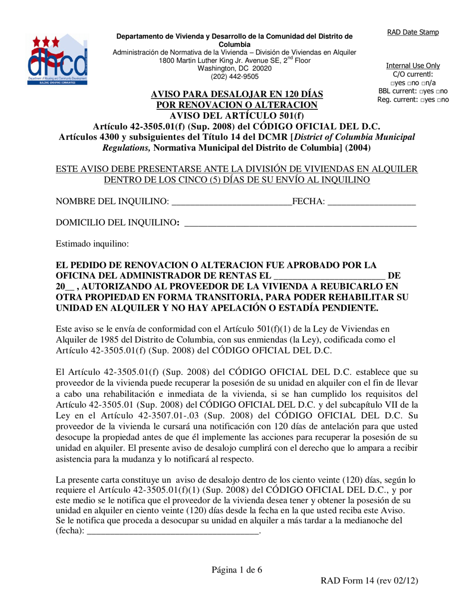 RAD Formulario 14 - Fill Out, Sign Online and Download Printable PDF ...