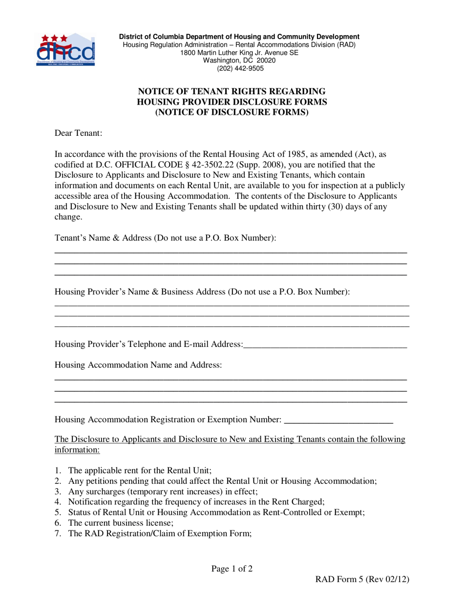 RAD Form 5 - Fill Out, Sign Online and Download Printable PDF ...