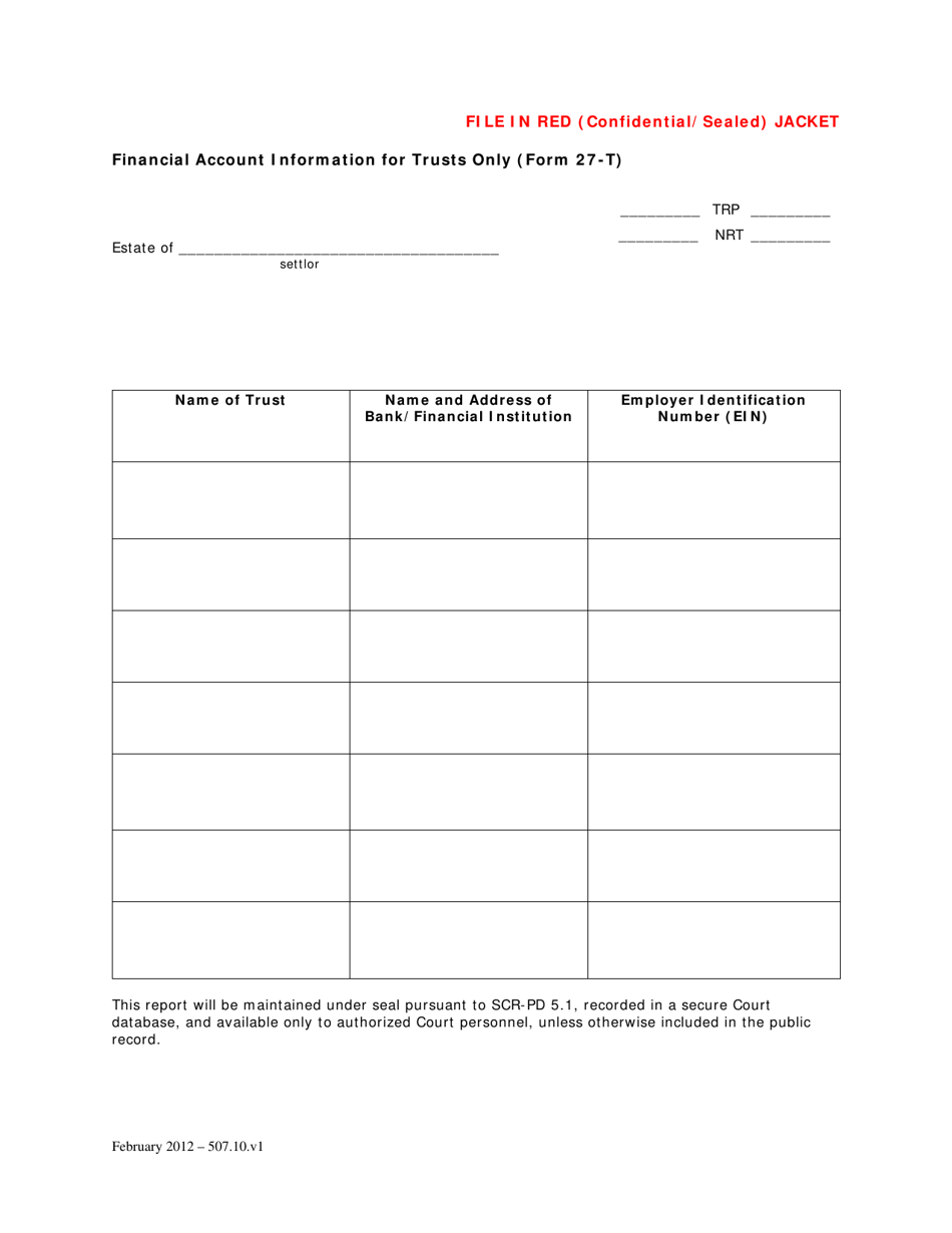 Form 27-T - Fill Out, Sign Online and Download Fillable PDF, Washington ...