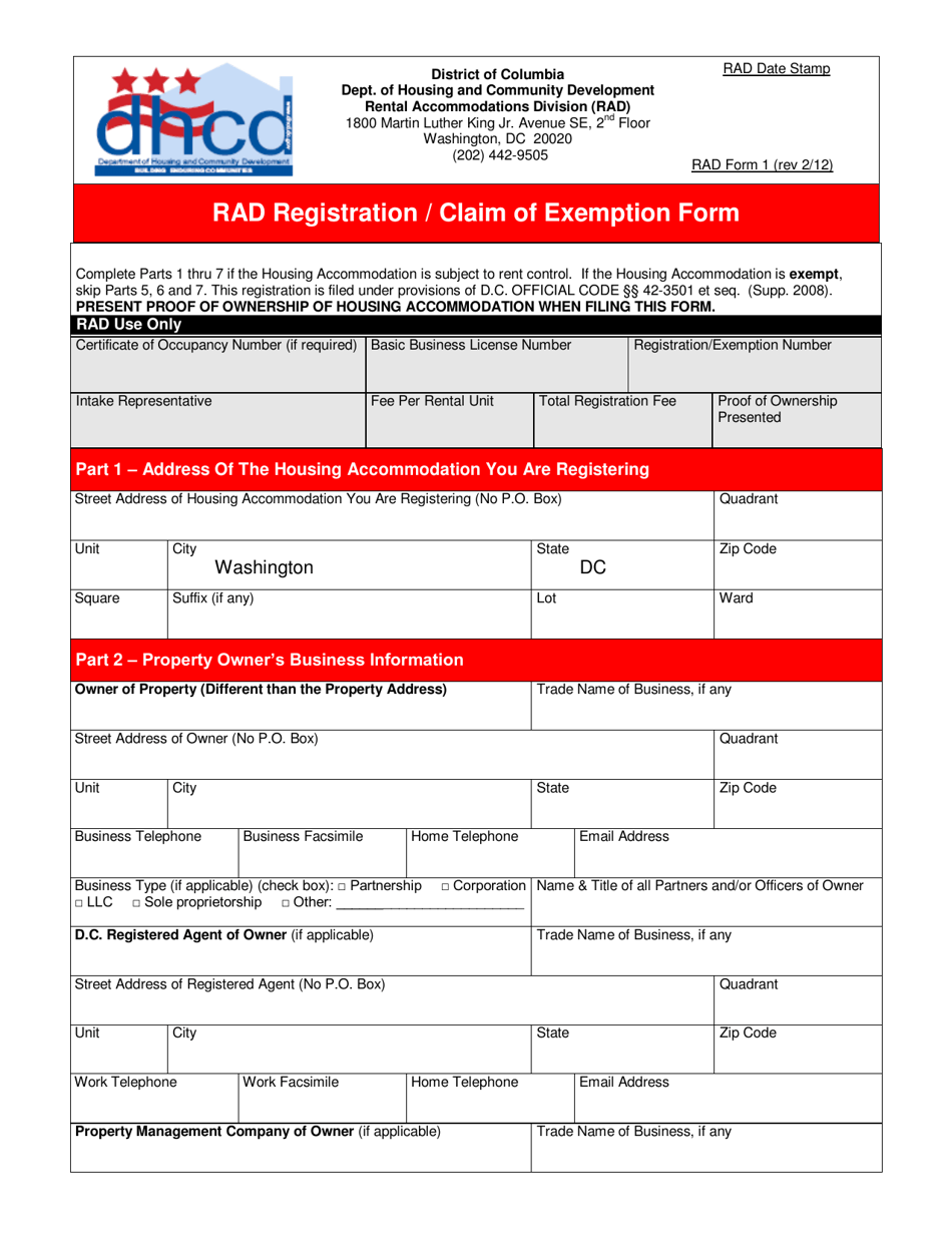 RAD Form 1 - Fill Out, Sign Online and Download Printable PDF ...