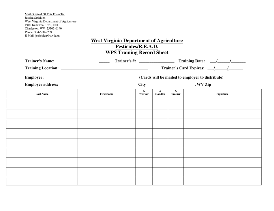 West Virginia Wps Training Record Sheet - Fill Out, Sign Online and ...