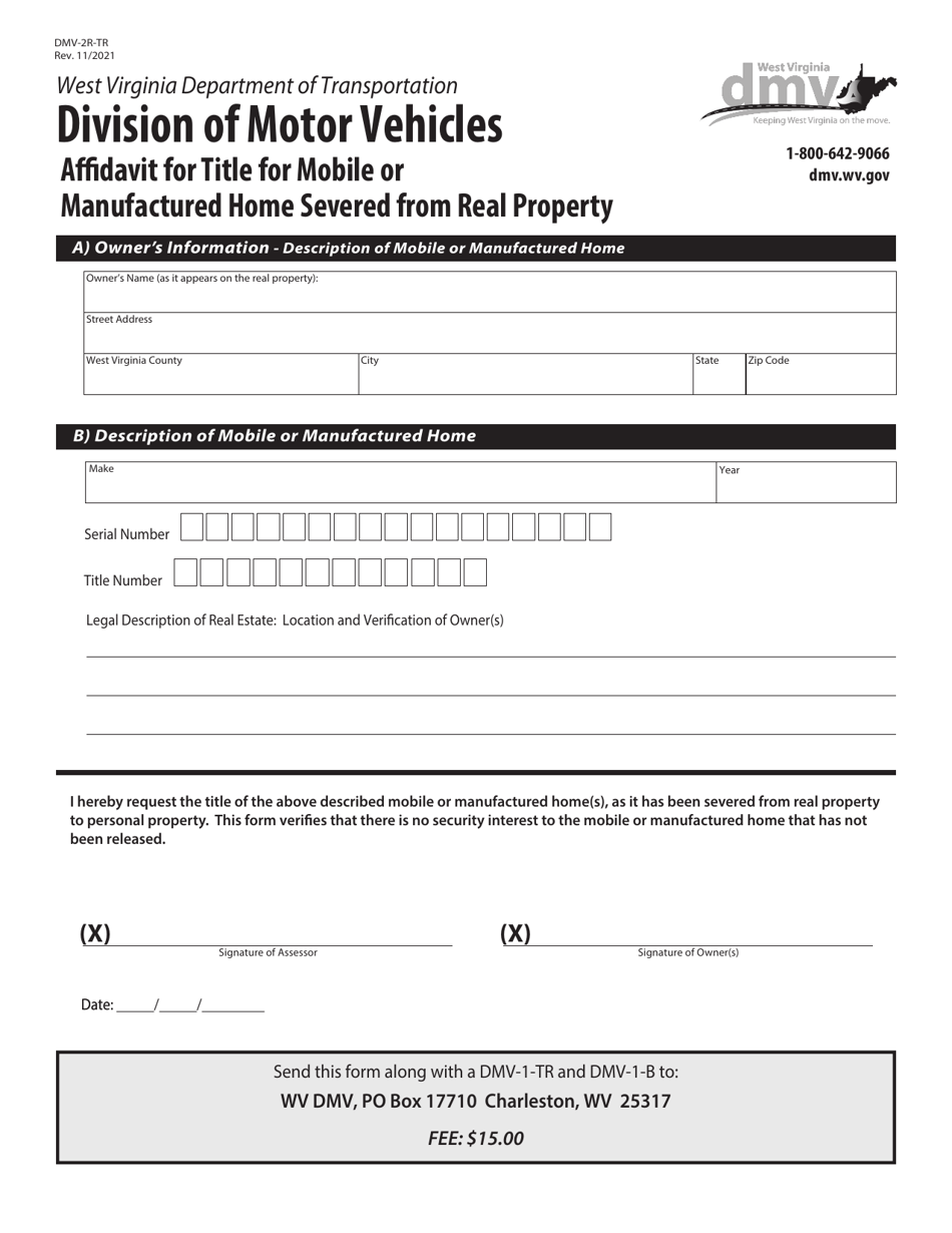 Form DMV-2R-TR - Fill Out, Sign Online and Download Fillable PDF, West Virginia | Templateroller