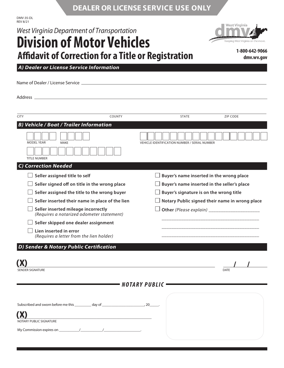 Form DMV-35-DL - Fill Out, Sign Online and Download Fillable PDF, West ...