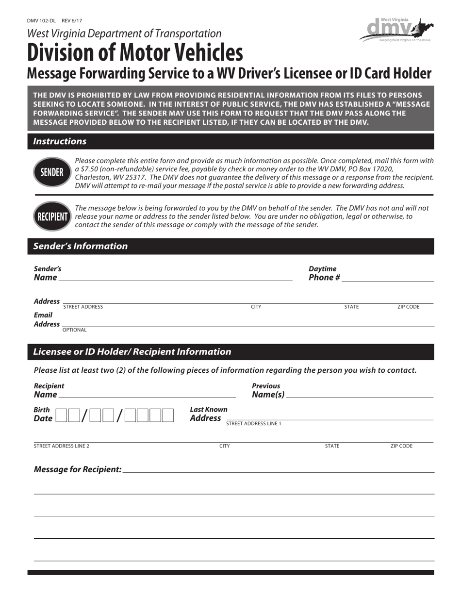 Form DMV102-DL - Fill Out, Sign Online and Download Fillable PDF, West ...