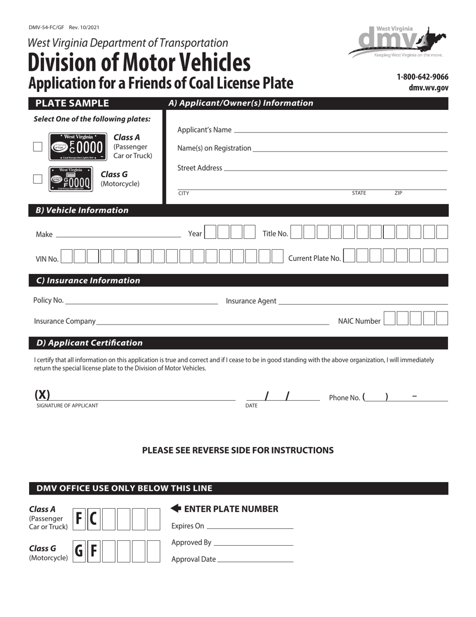 Form DMV-54-FC/GF - Fill Out, Sign Online and Download Fillable PDF ...