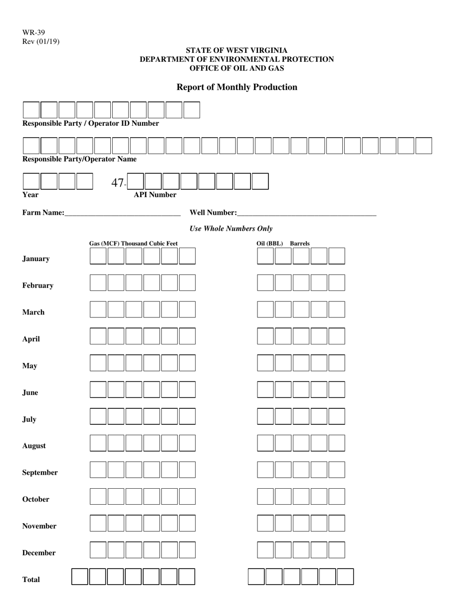 Form WR-39 - Fill Out, Sign Online and Download Fillable PDF, West ...