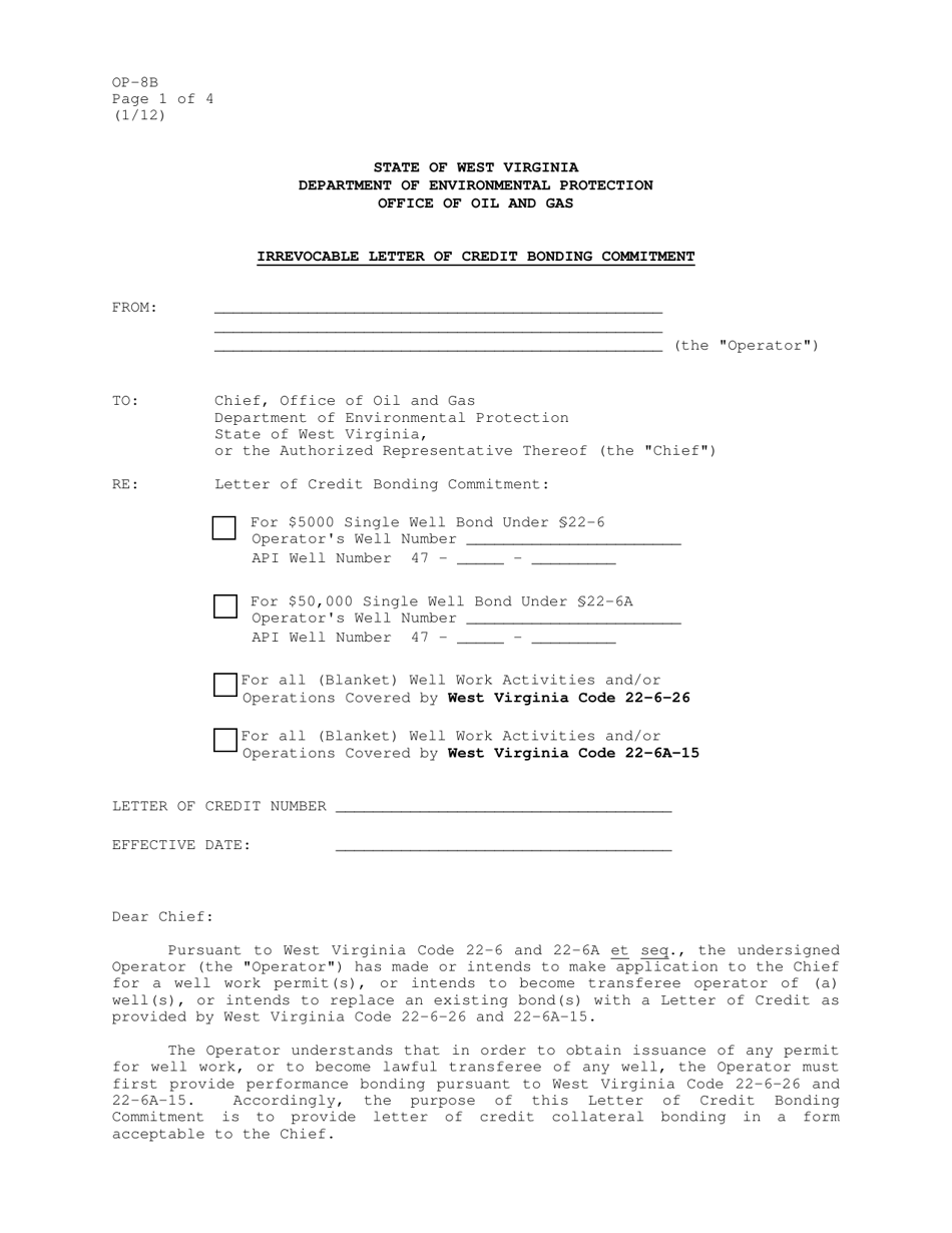 Form OP-8B - Fill Out, Sign Online and Download Fillable PDF, West ...