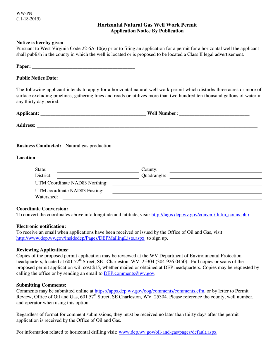 Form WW-PN - Fill Out, Sign Online and Download Fillable PDF, West ...