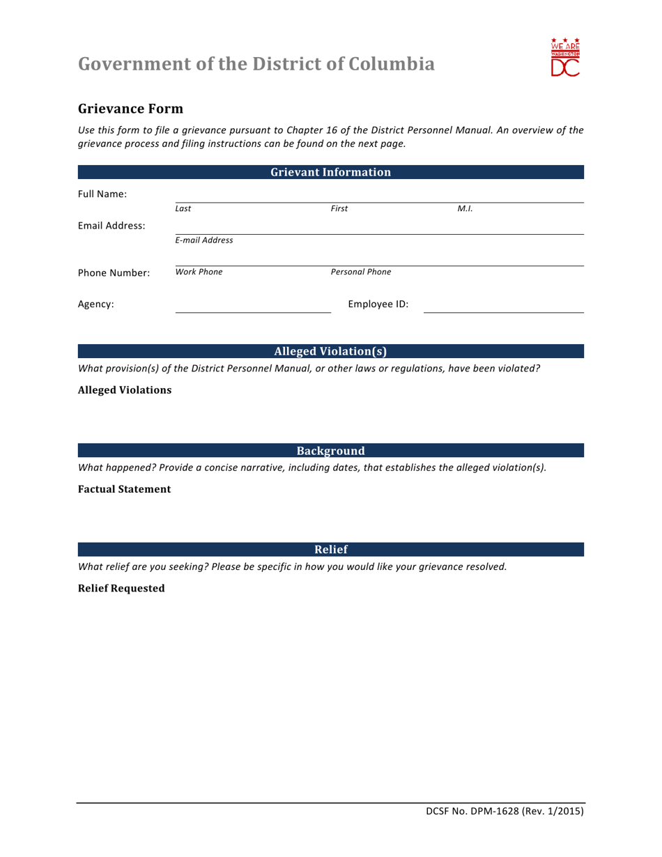 Form DPM-1628 - Fill Out, Sign Online and Download Fillable PDF ...