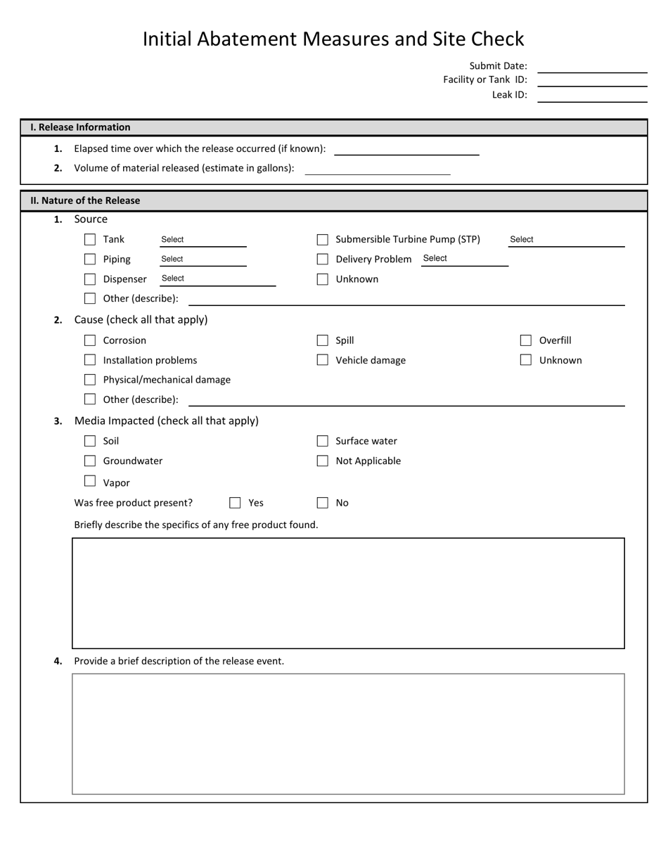 West Virginia Initial Abatement Measures and Site Check - Fill Out, Sign Online and Download PDF ...