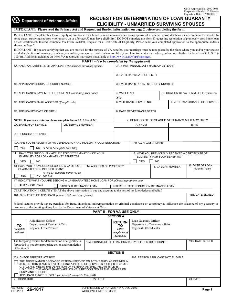 VA Form 26-1817 - Fill Out, Sign Online and Download Fillable PDF ...