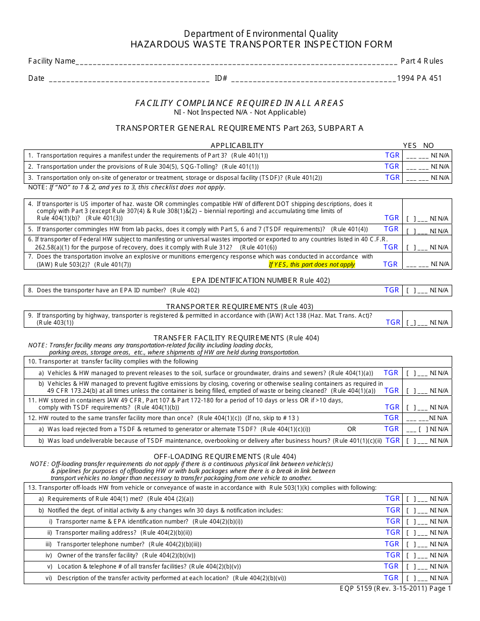 Form EQP5159 - Fill Out, Sign Online and Download Printable PDF ...