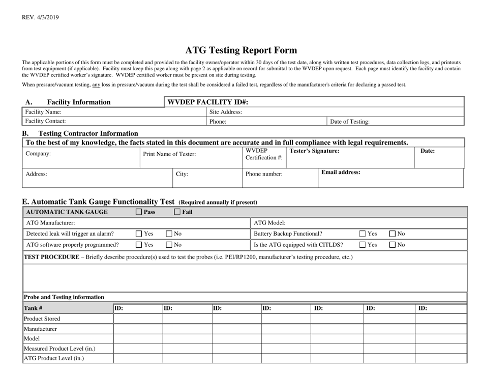 West Virginia Atg Testing Report Form - Fill Out, Sign Online and ...