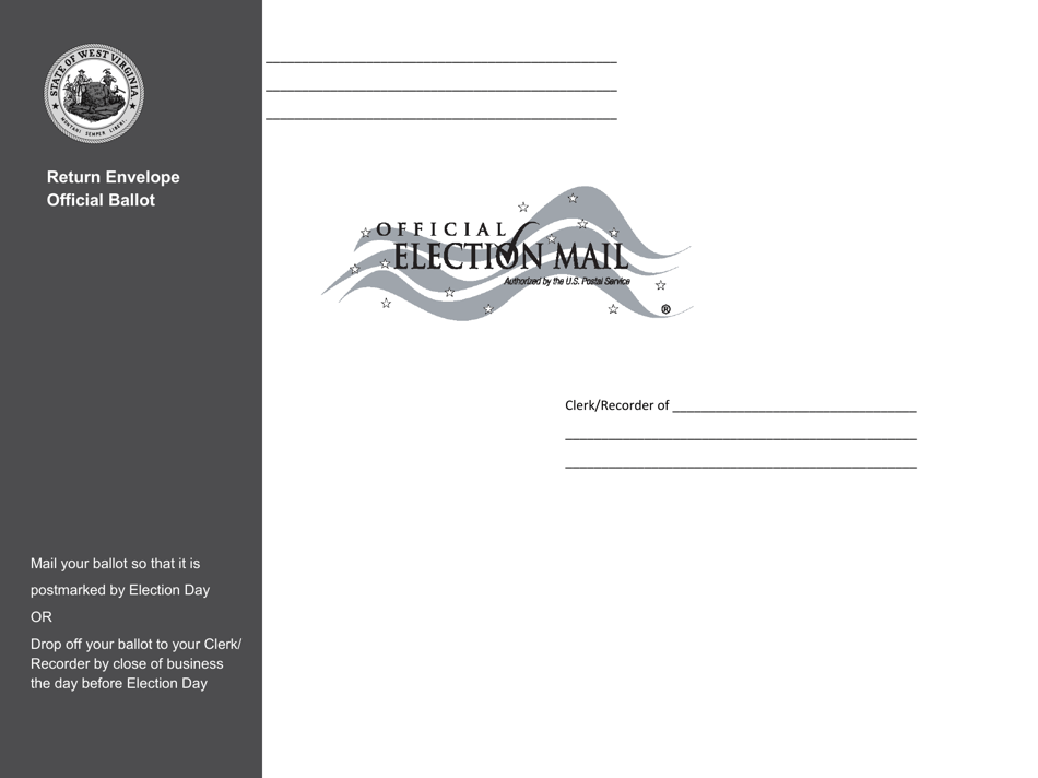 West Virginia Absent Voter's Ballot Envelope No. 2 (Large) - Fill Out ...