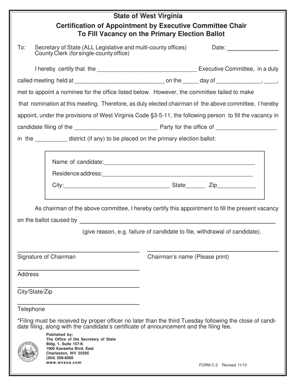 Form C-3 - Fill Out, Sign Online and Download Printable PDF, West ...