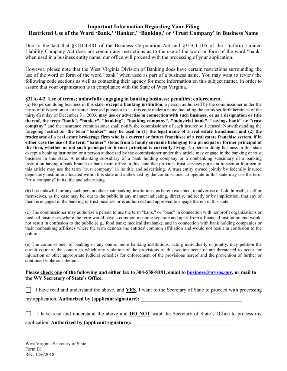 Form B1 - Fill Out, Sign Online and Download Printable PDF, West ...