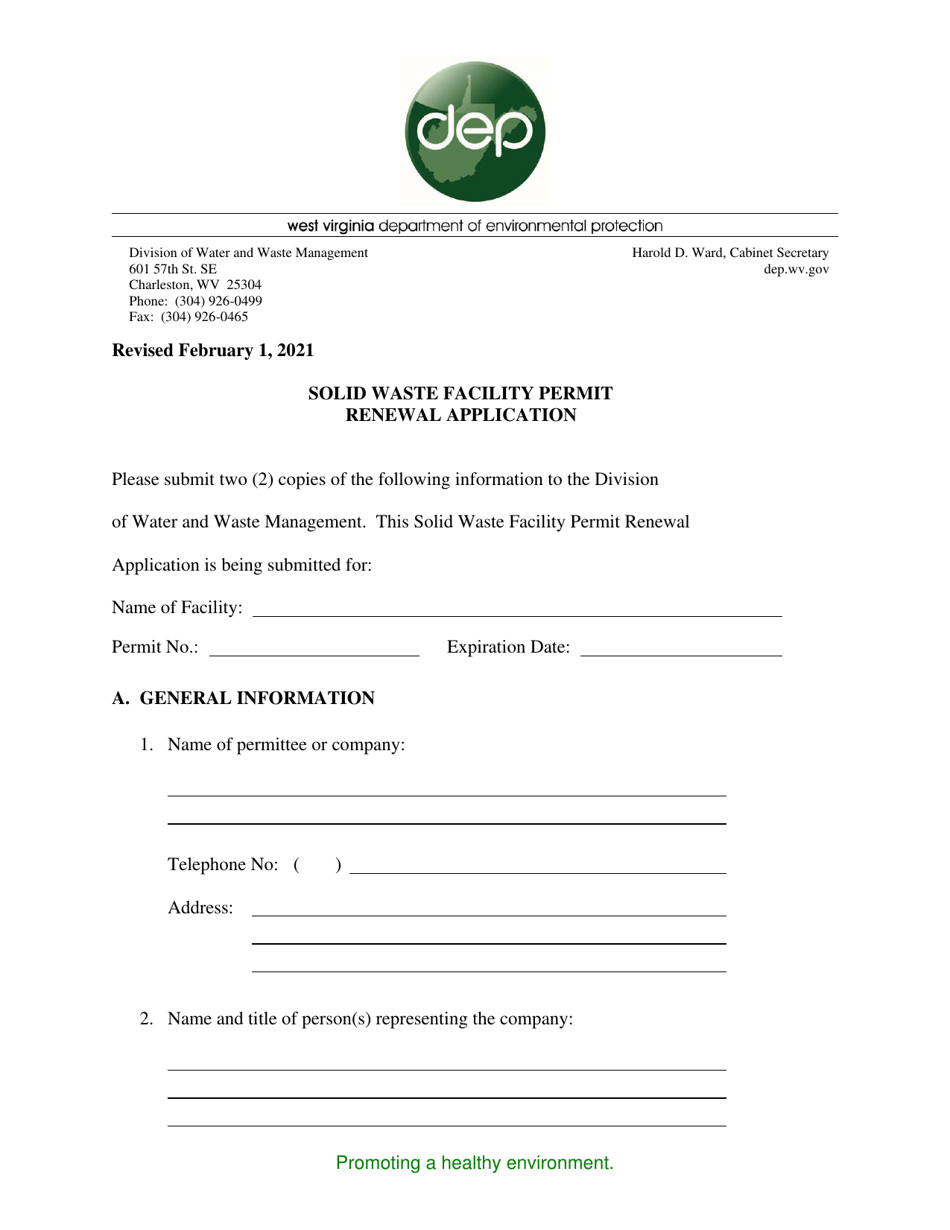 West Virginia Solid Waste Facility Permit Renewal Application - Fill Out, Sign Online and ...