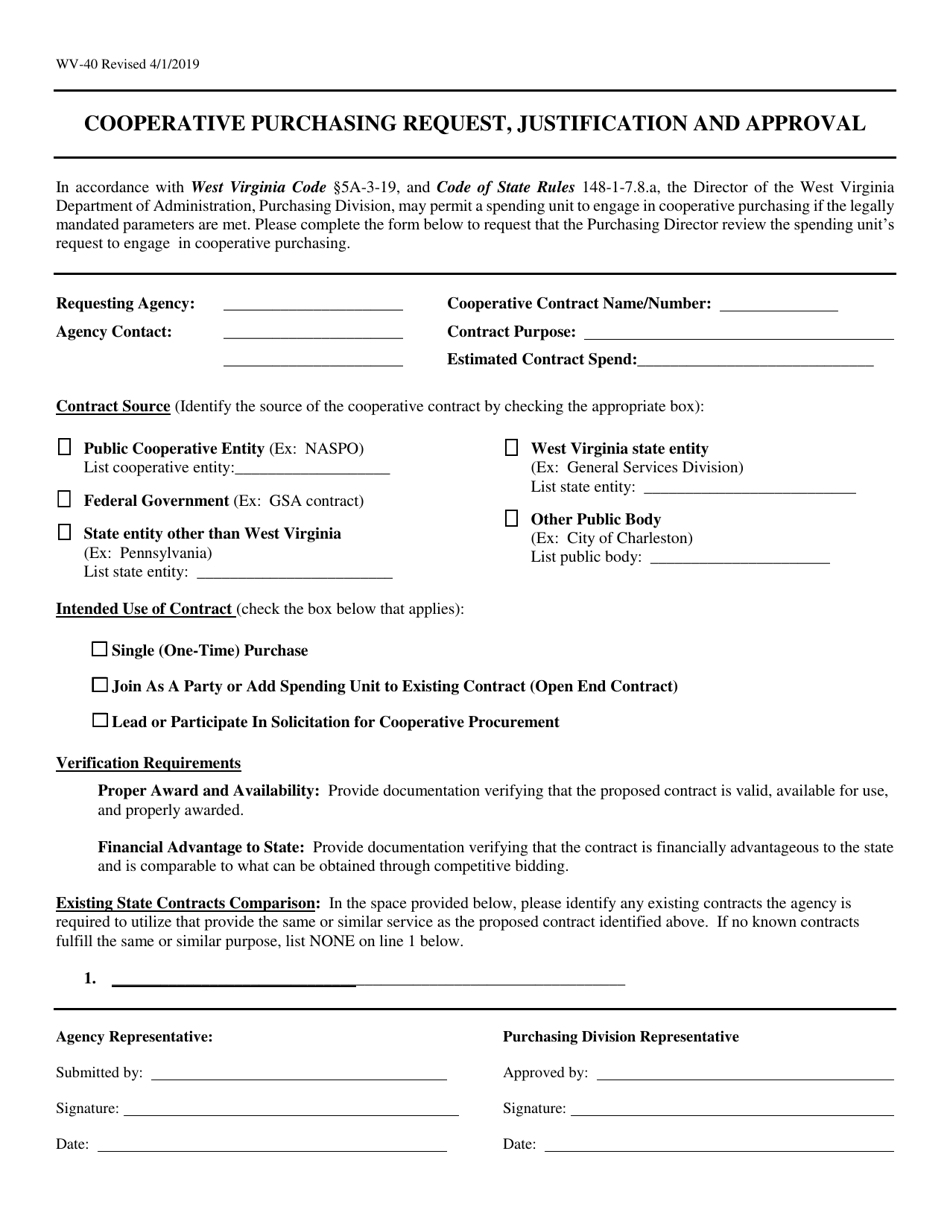 Form WV-40 - Fill Out, Sign Online and Download Fillable PDF, West ...
