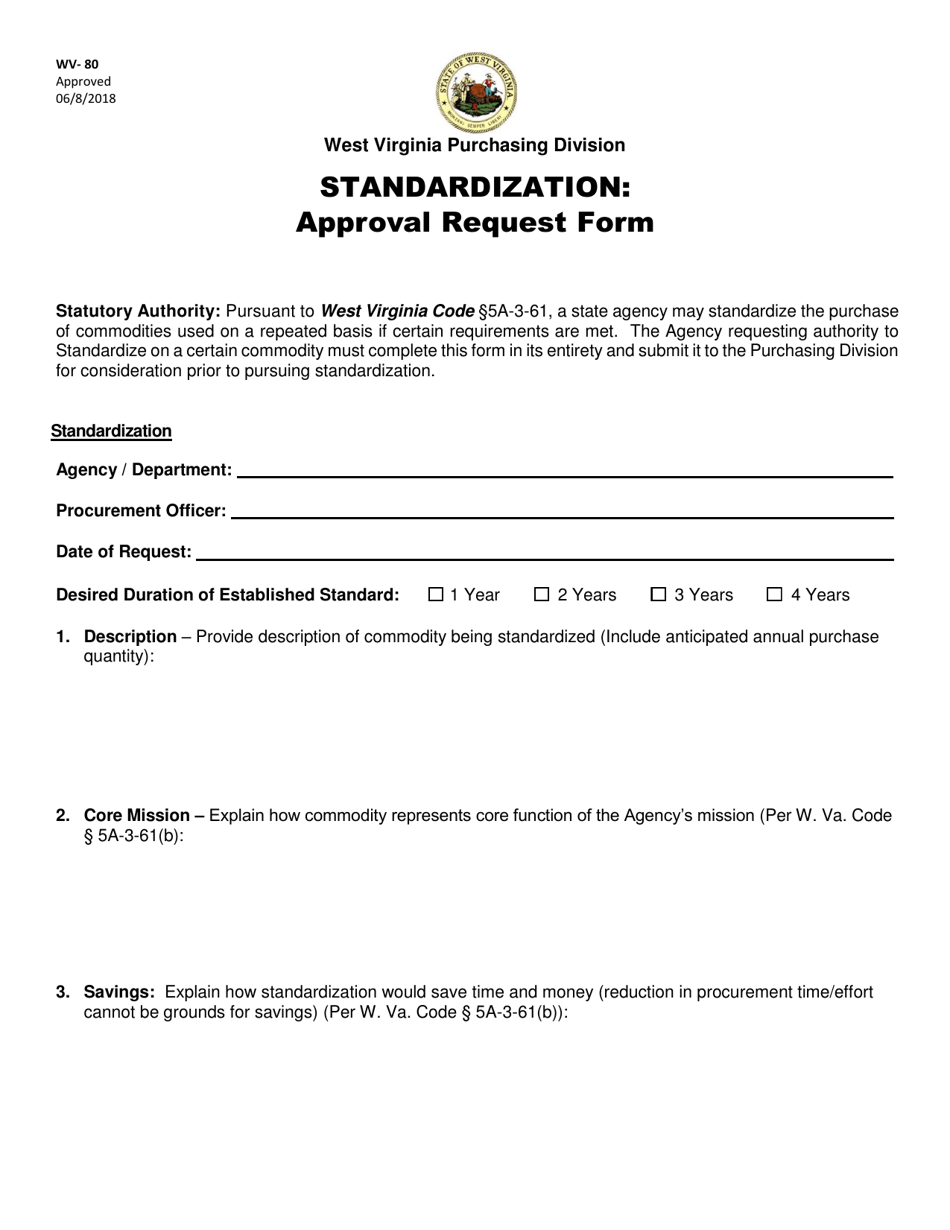 Form WV-80 - Fill Out, Sign Online and Download Fillable PDF, West ...