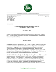 West Virginia Background Investigation Disclosure Statement Application ...