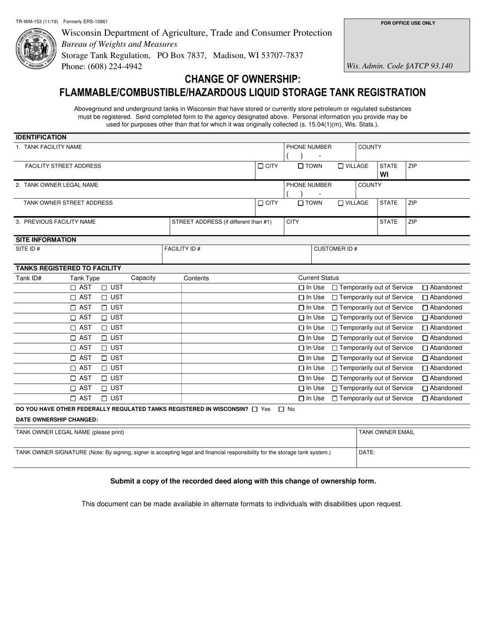 Form TR-WM-153 - Fill Out, Sign Online and Download Printable PDF, Wisconsin | Templateroller