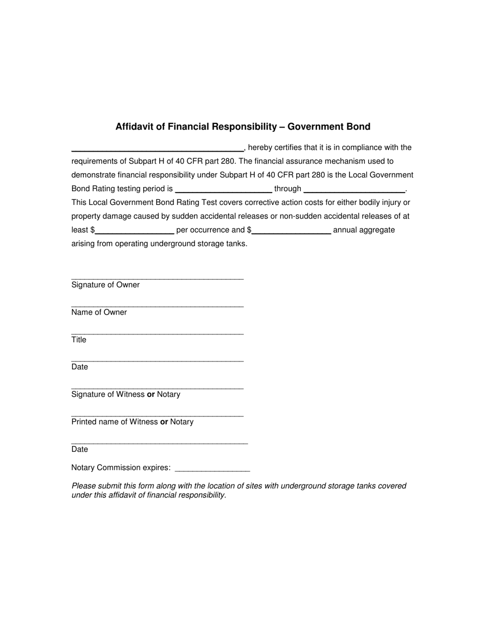 Wisconsin Affidavit of Financial Responsibility - Government Bond ...