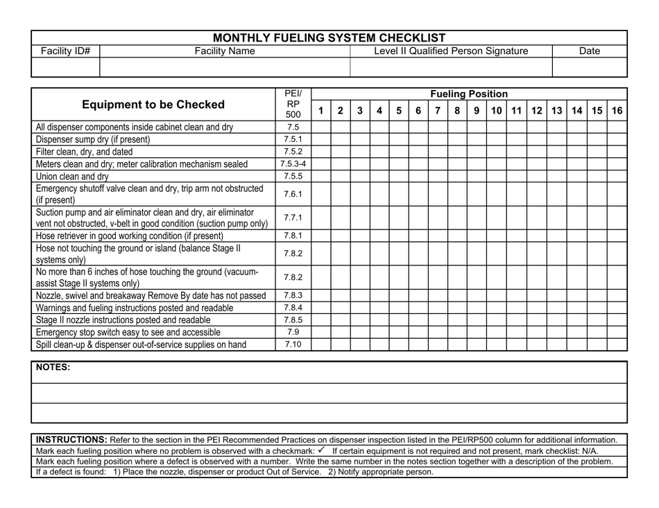 Wisconsin Monthly Fueling System Checklist - Fill Out, Sign Online and ...