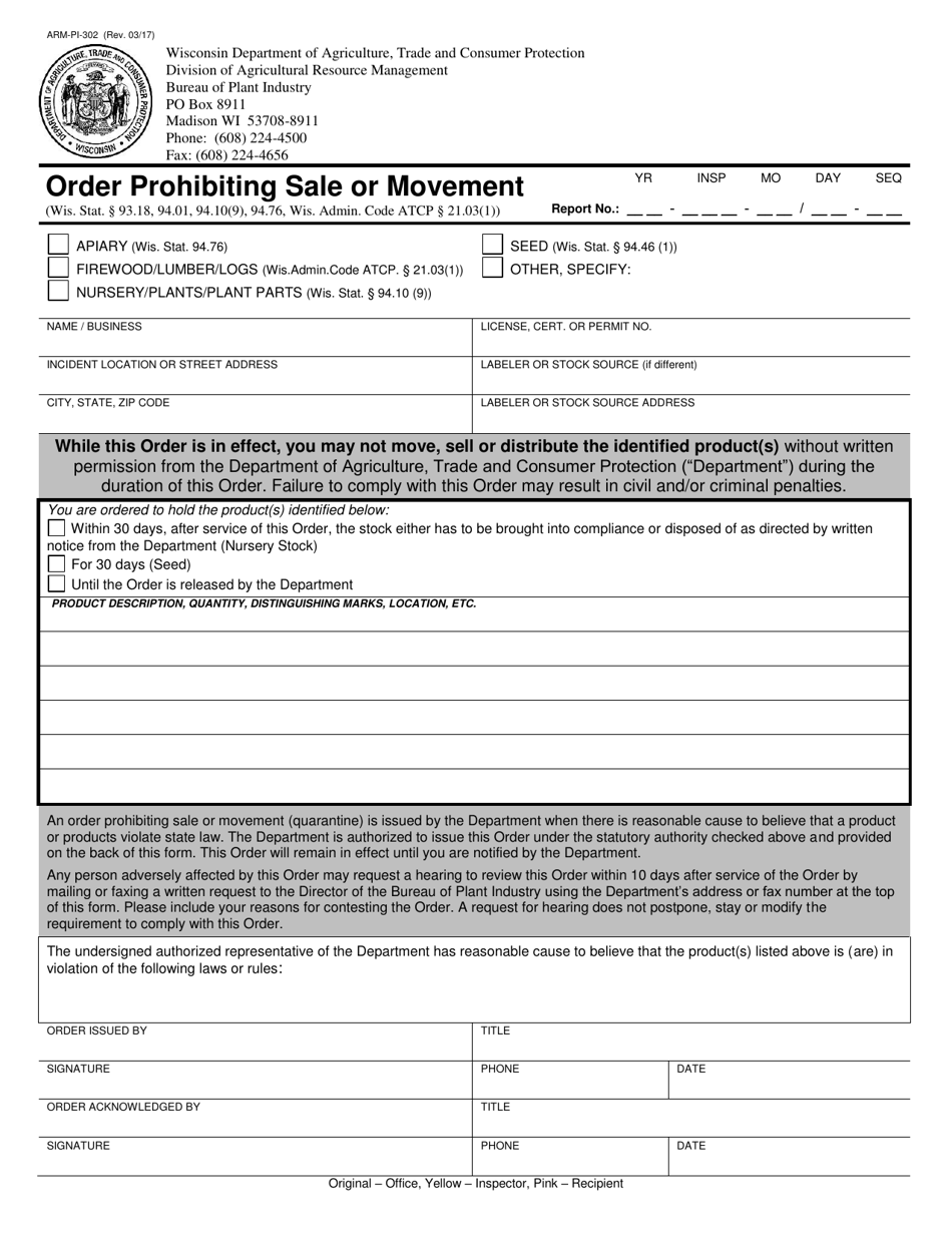 Form ARM-PI-302 - Fill Out, Sign Online and Download Printable PDF ...