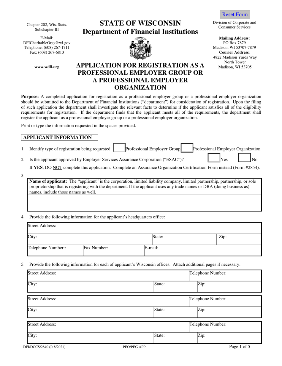 Form DFI/DCCS/2840 - Fill Out, Sign Online and Download Fillable PDF, Wisconsin | Templateroller