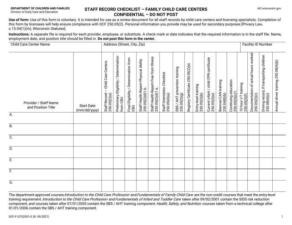 Form DCF-F-CFS2051E - Fill Out, Sign Online and Download Fillable PDF ...