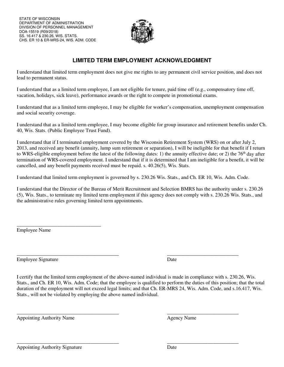 Form DOA-15519 - Fill Out, Sign Online and Download Fillable PDF ...