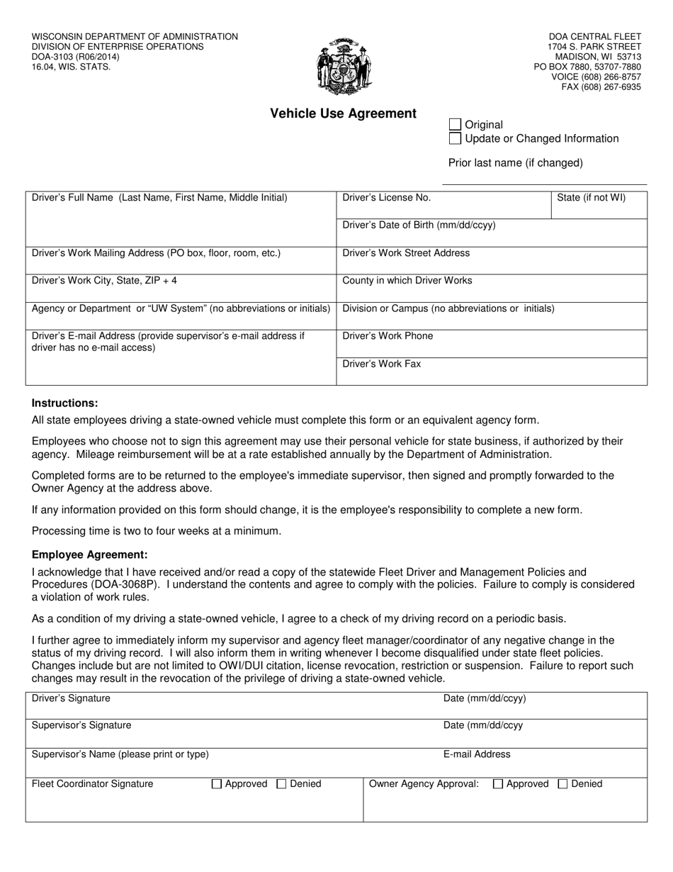 Form DOA-3101 - Fill Out, Sign Online and Download Fillable PDF ...