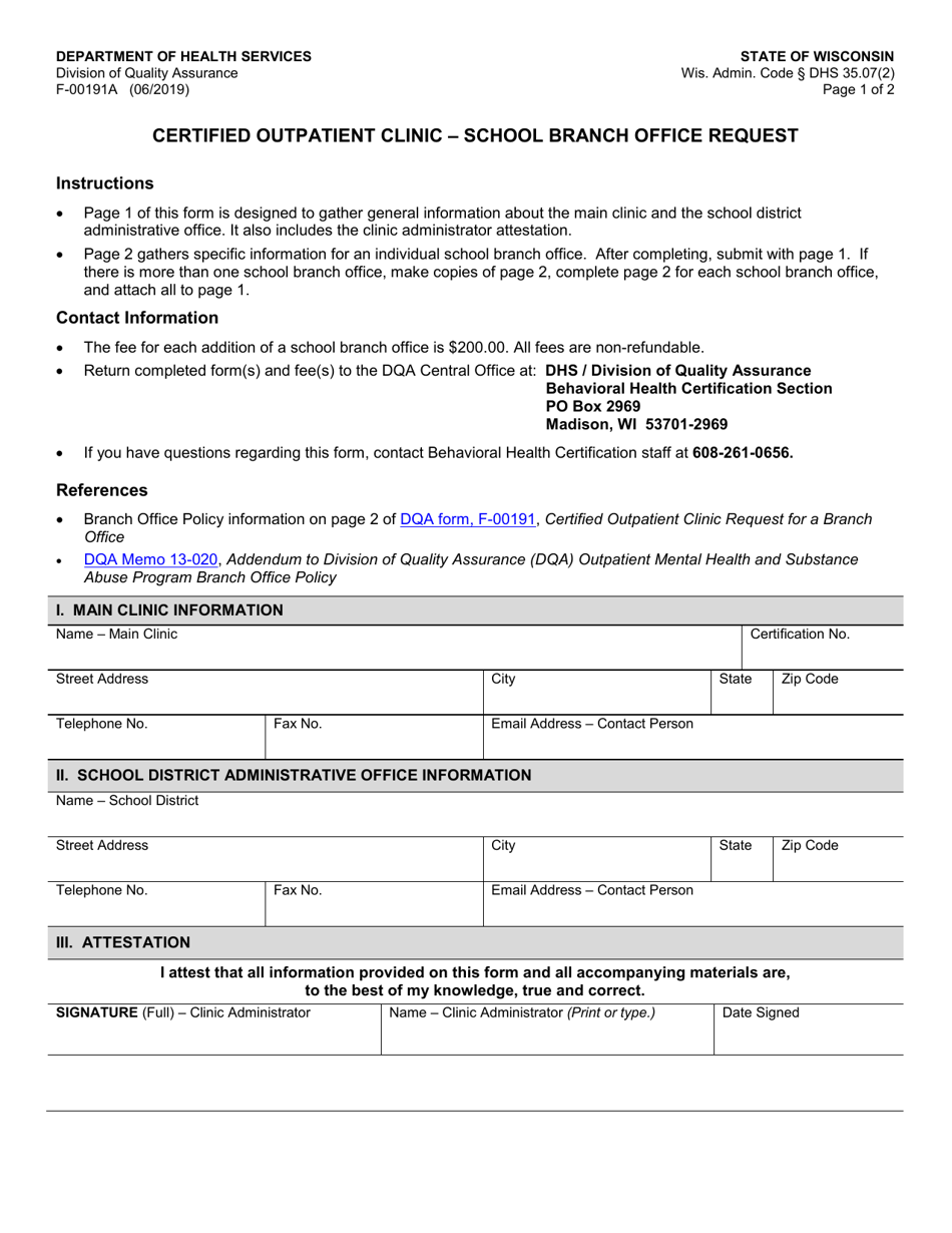 Form F-00191A - Fill Out, Sign Online and Download Printable PDF ...