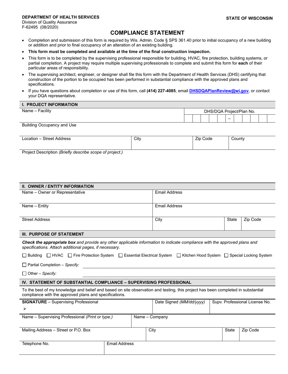 Form F-62495 - Fill Out, Sign Online and Download Printable PDF ...
