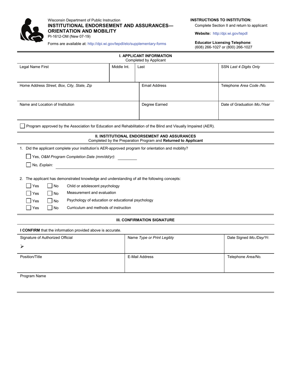 Form PI-1612-OM - Fill Out, Sign Online and Download Fillable PDF ...
