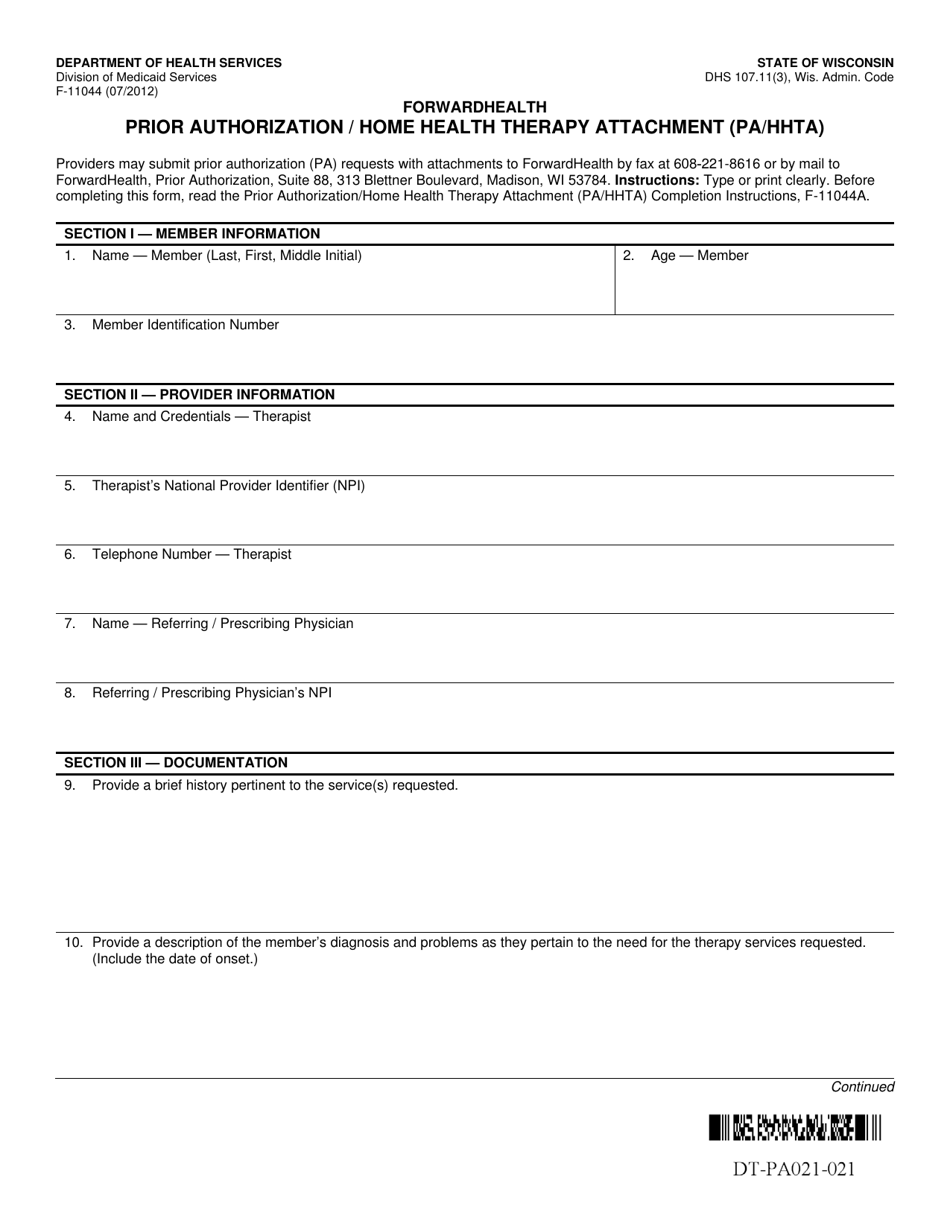 Form F-11044 - Fill Out, Sign Online and Download Fillable PDF ...