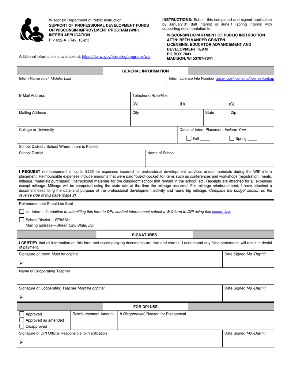 Form PI-1692-A - Fill Out, Sign Online and Download Fillable PDF ...