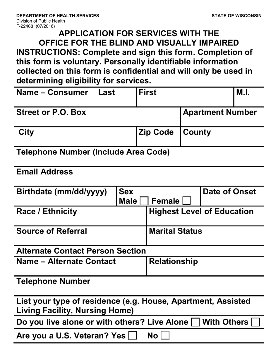 Form F-22468 - Fill Out, Sign Online and Download Fillable PDF ...