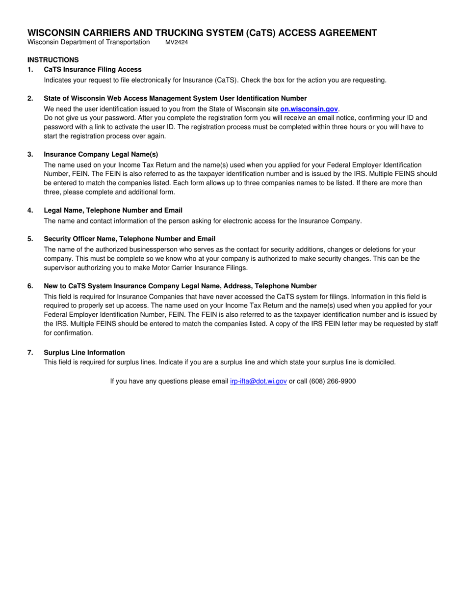 Form MV2424 - Fill Out, Sign Online and Download Fillable PDF ...