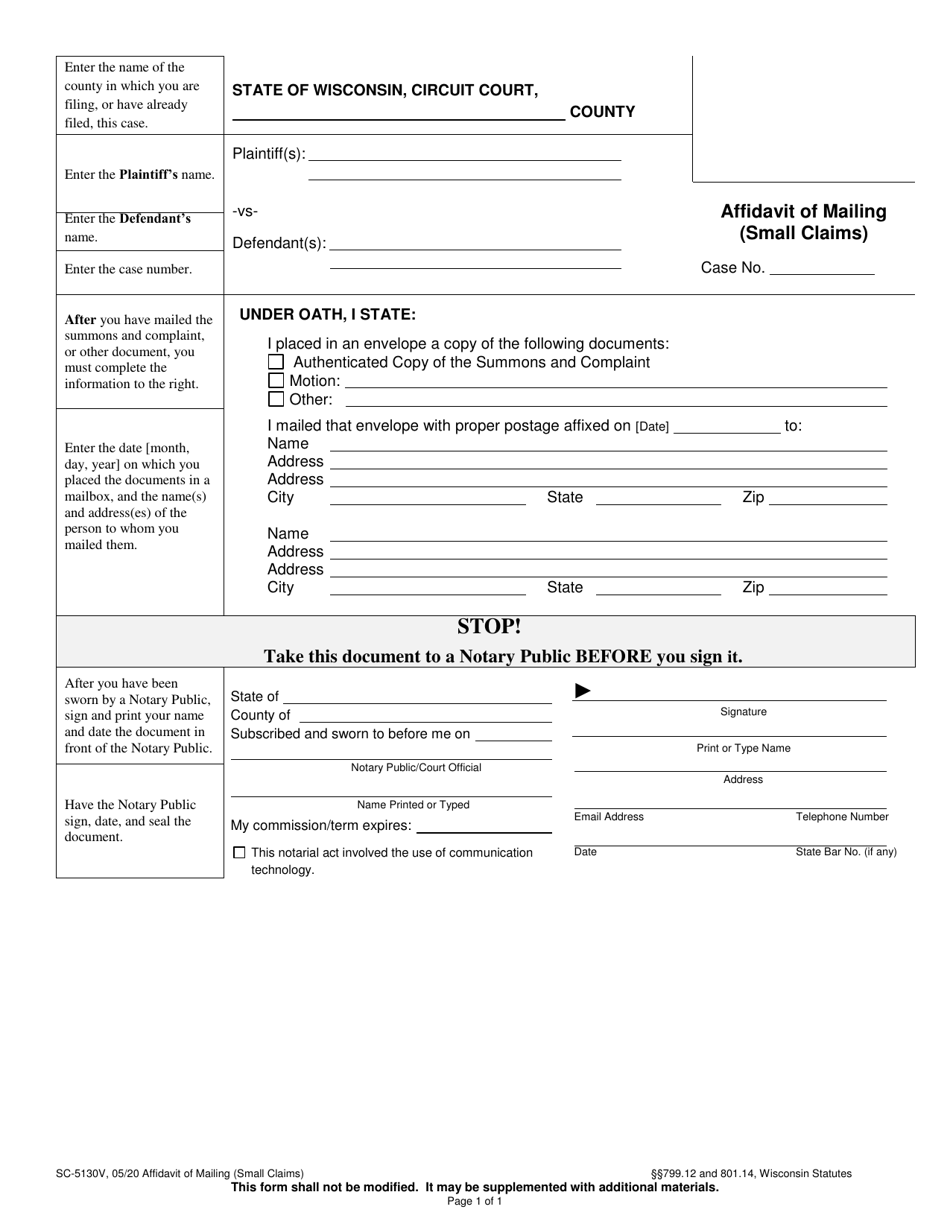 Form SC-5130V - Fill Out, Sign Online and Download Printable PDF ...