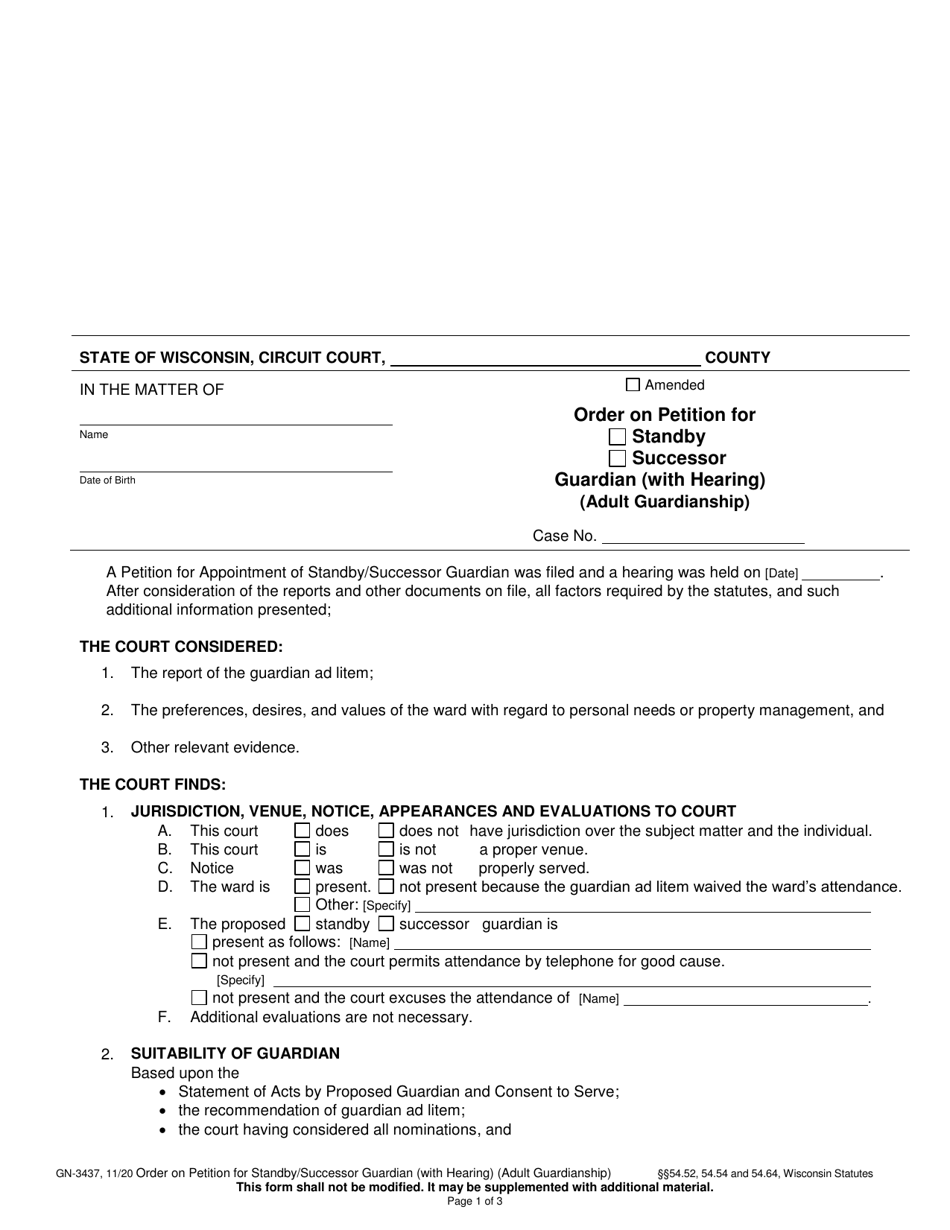 Form GN-3437 - Fill Out, Sign Online and Download Printable PDF ...