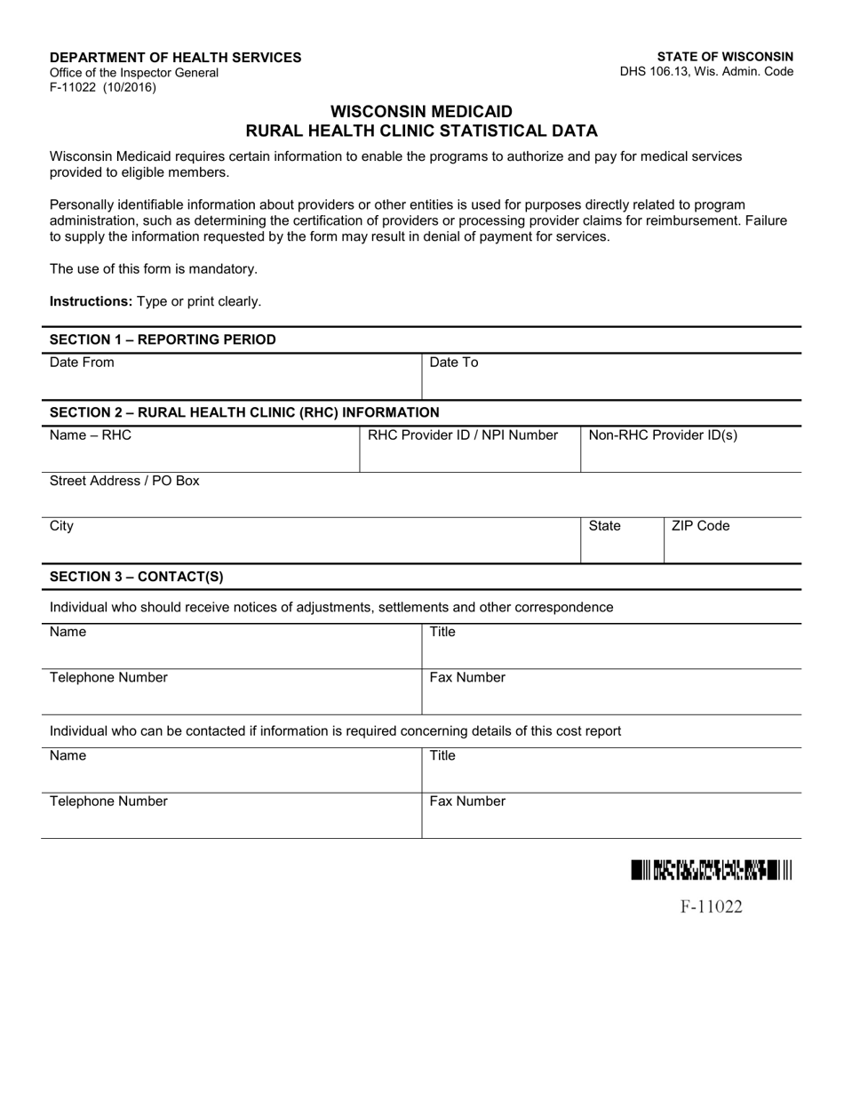 Form F-11022 - Fill Out, Sign Online and Download Fillable PDF ...