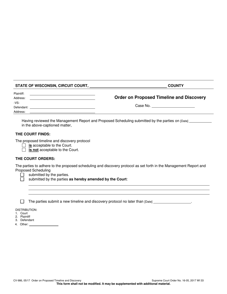 Form CV-986 - Fill Out, Sign Online and Download Printable PDF ...