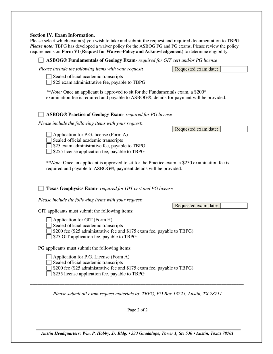 Form E Download Printable PDF or Fill Online Examination Request Form ...