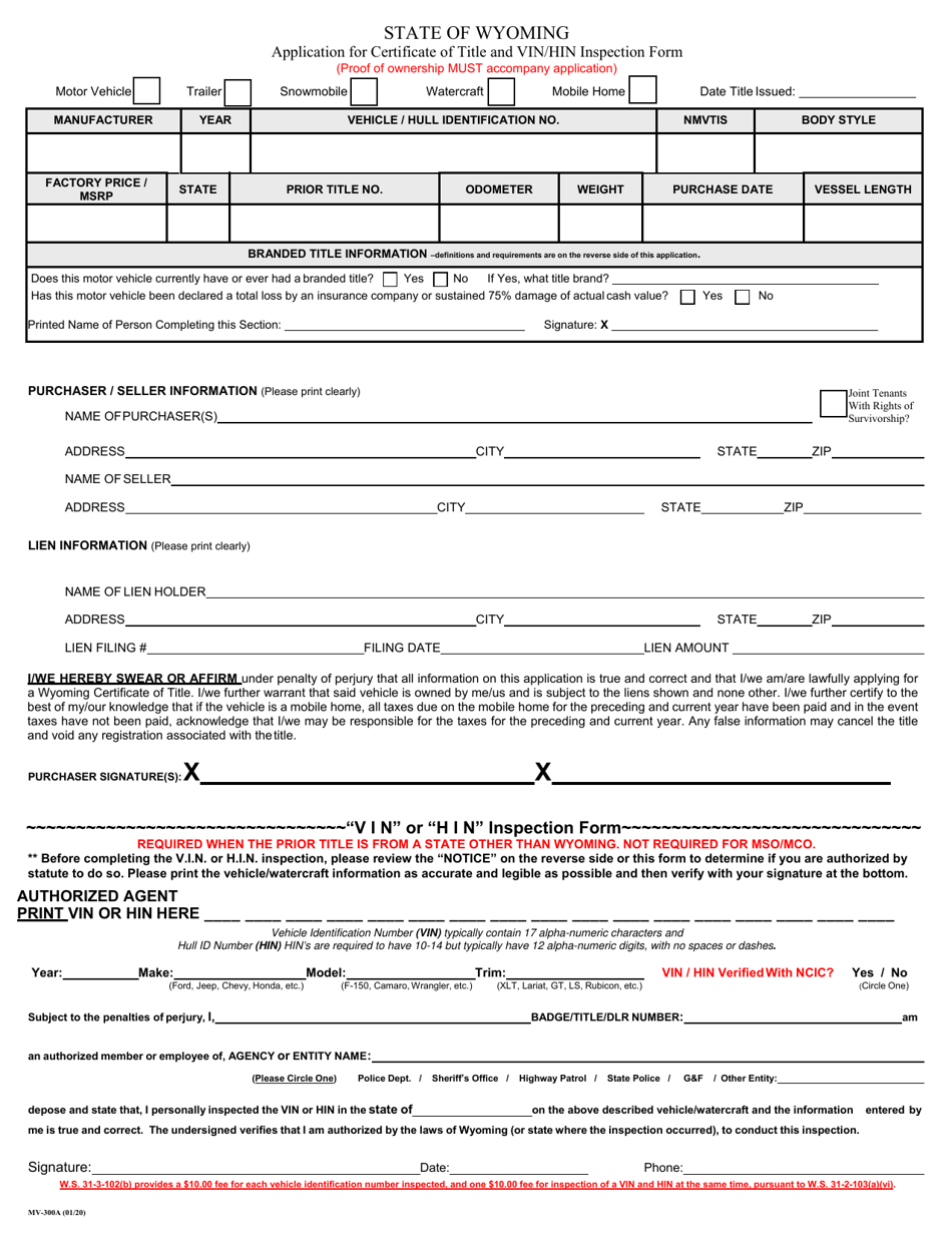 Form MV-300A Download Fillable PDF or Fill Online Application for ...
