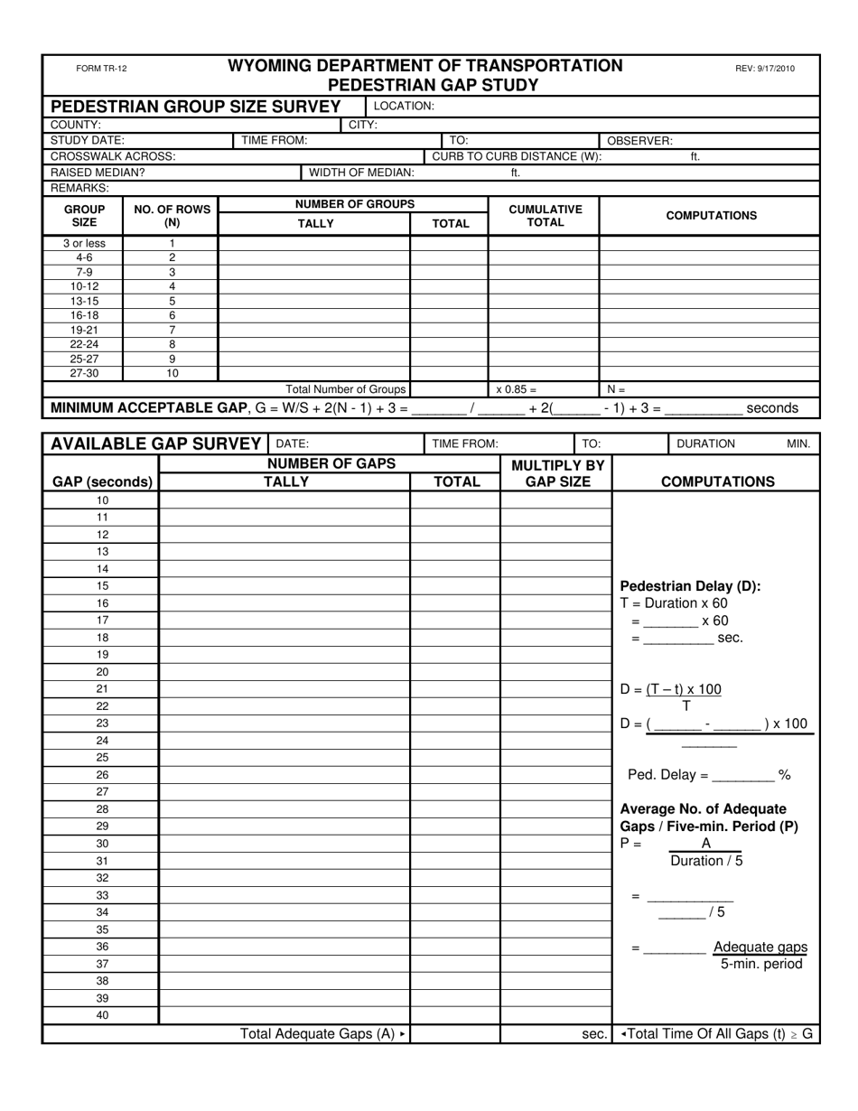 Form TR-12 - Fill Out, Sign Online and Download Fillable PDF, Wyoming ...