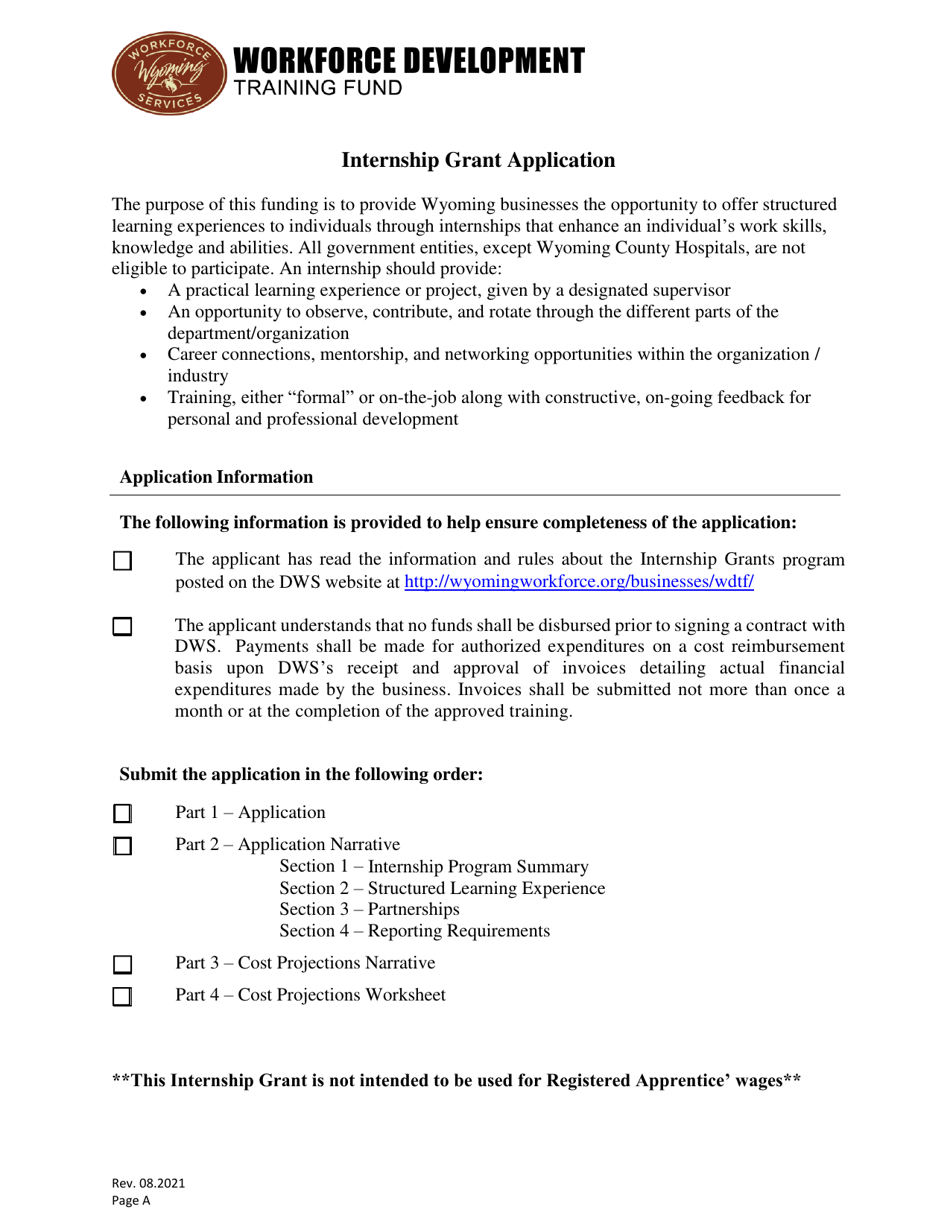 Wyoming Internship Grant Application - Fill Out, Sign Online and ...
